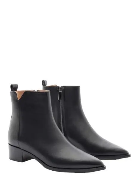 SCAROSSO Alba Zipped Ankle Boots - Black - Calf