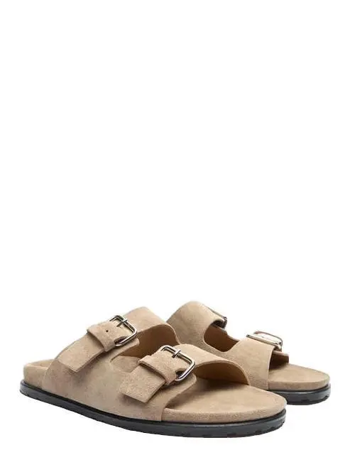 SCAROSSO Enea Suede Sandals - Beige - Suede