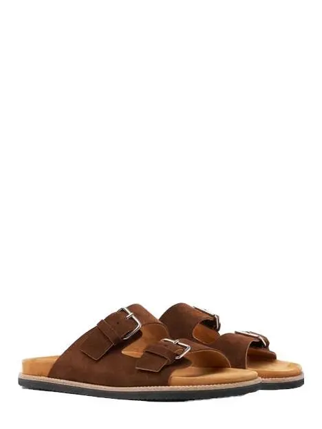 SCAROSSO Enea Suede Sandals - Brown - Suede