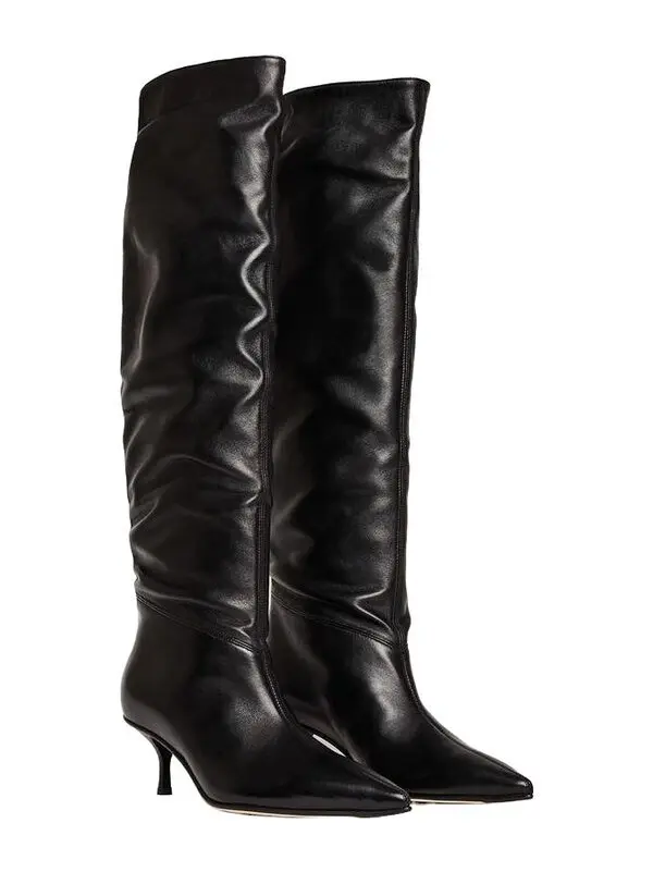 SCAROSSO Barbara Leather Boots - Black - Calf