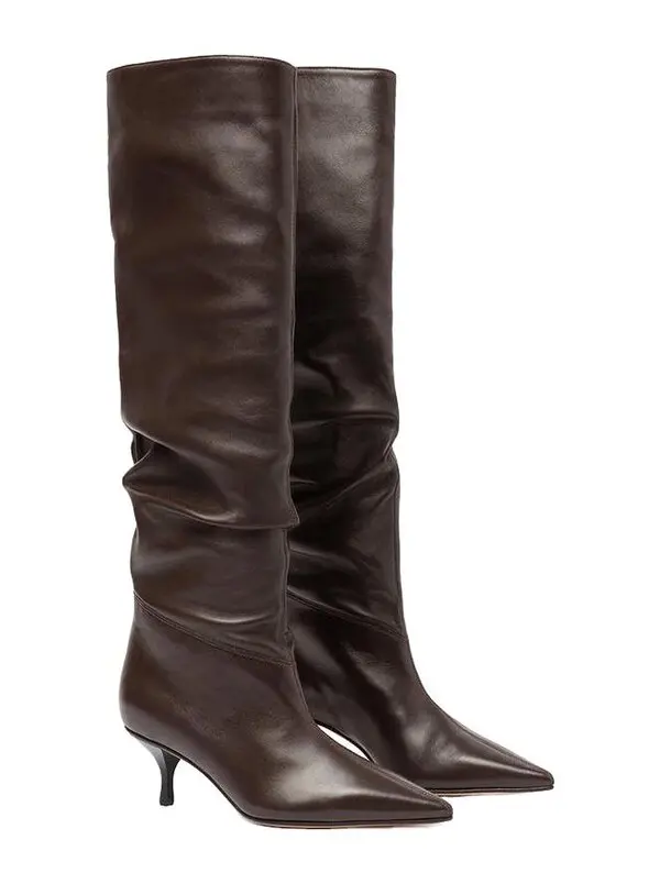 SCAROSSO Barbara Leather Boots - Dark Brown - Calf