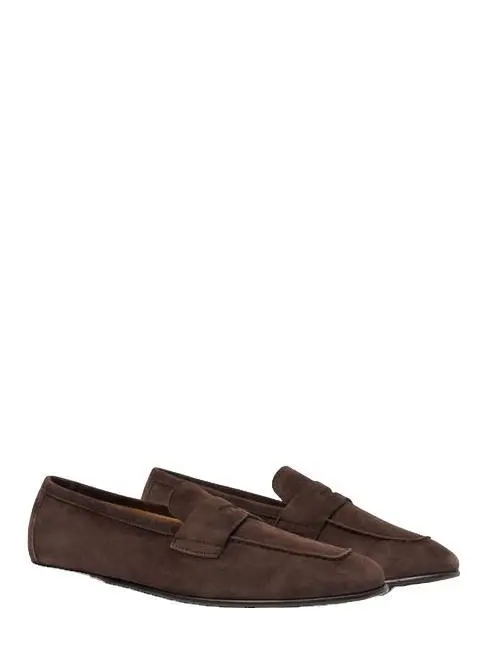 SCAROSSO Gregory Suede Penny Loafers - Brown - Suede