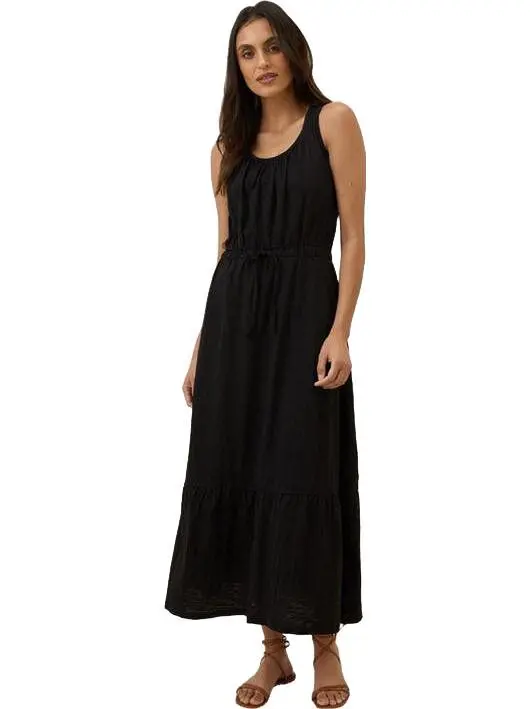 PACT Organic Cotton Relaxed Slub Tank Maxi Dress - Black