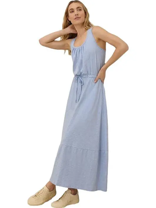 PACT Organic Cotton Relaxed Slub Tank Maxi Dress - Cornflower Blue
