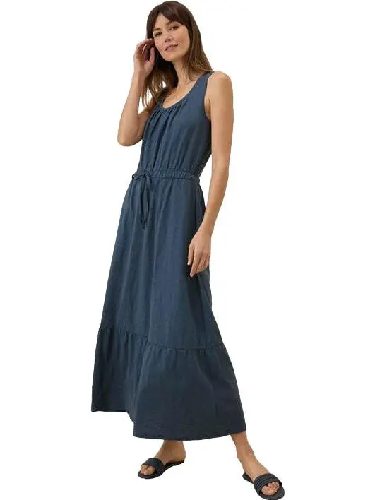 PACT Organic Cotton Relaxed Slub Tank Maxi Dress - French Navy