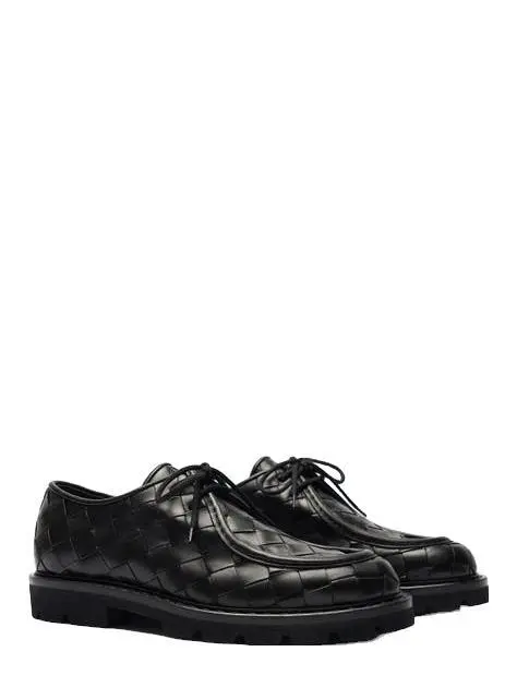 SCAROSSO Damiano Derby Shoes - Black - Calf Woven