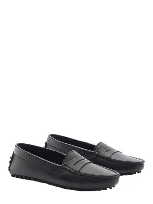SCAROSSO Ashley Penny Driving Loafers - Black - Calf