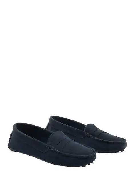 SCAROSSO Ashley Penny Driving Loafers - Blue - Suede