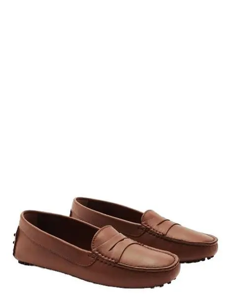 SCAROSSO Ashley Penny Driving Loafers - Cognac - Calf