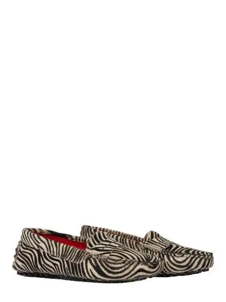SCAROSSO Ashley Penny Driving Loafers - Zebra - Ponyhair-effect Calf