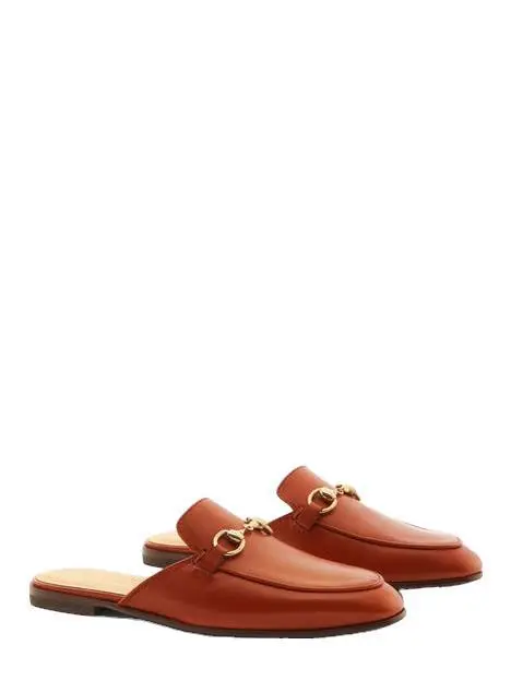 SCAROSSO Serena Mules With Horsebit - Cognac - Calf