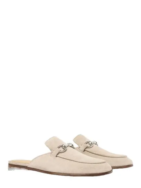 SCAROSSO Serena Mules With Horsebit - Sand - Suede