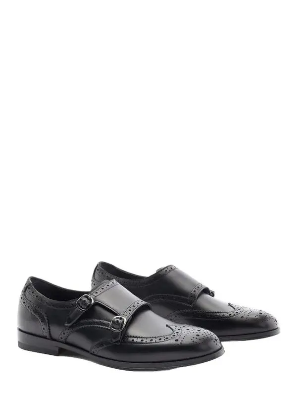 SCAROSSO Kate Monk Strap Shoes - Black - Calf