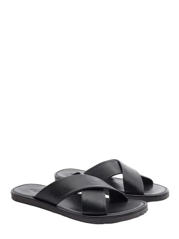 SCAROSSO Adriano Crossover Sandals - Black Calf