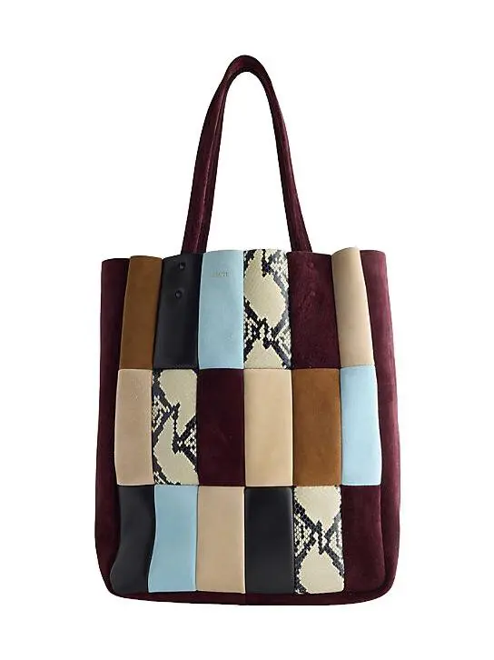 Khaite Zoe Patchwork Leather Tote Bag - Rouge Noir Multi