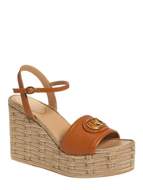 Valentino Garavani Vlogo Espadrille Wedge Sandal - Kel Almond Beige