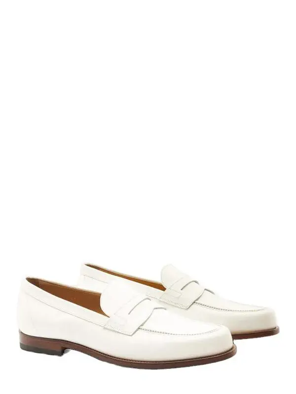 SCAROSSO Penny Loafers - White - Calf