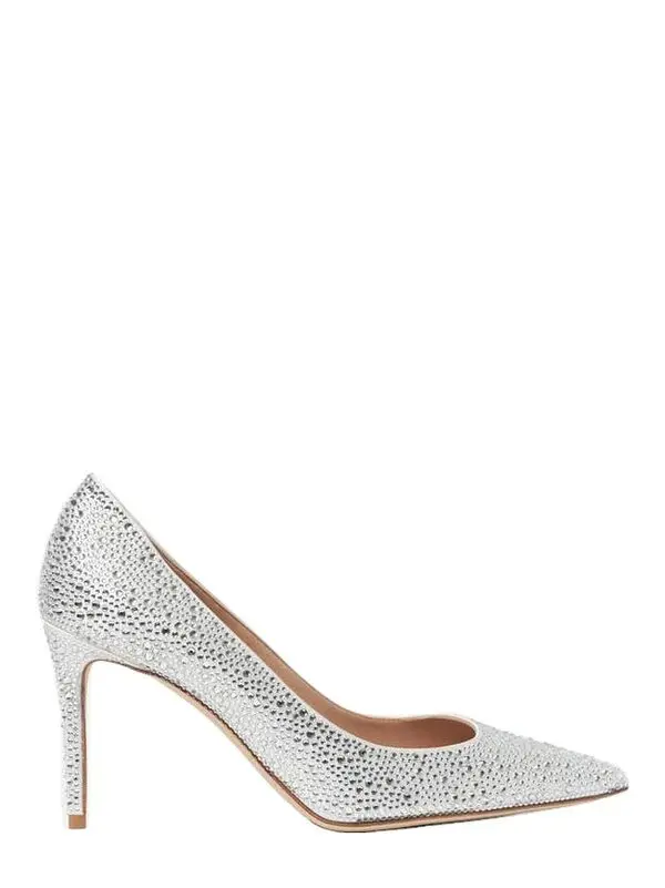 SCAROSSO Greta High Heel Pumps - White Crystal - Silk