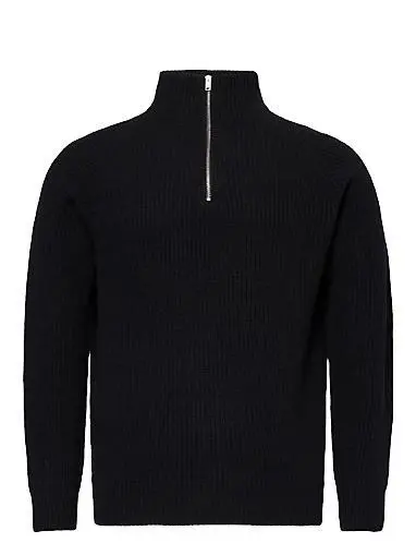 John Smedley High-neck Half-zip Cashmere-wool Pullover - Black