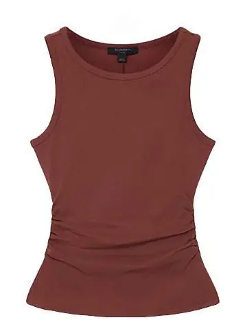 ALLSAINTS Katarina Straight-neck Sleeveless Cotton Tank - Rust Brown