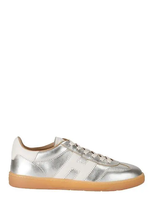 Hogan Metallic-leather Low-top Trainers - Silver