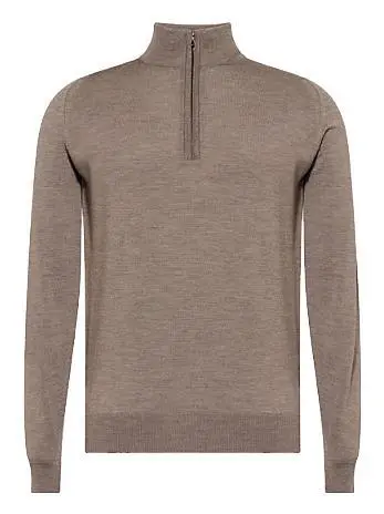 John Smedley Tapton Mock-turtleneck Wool Jumper - Mushroom