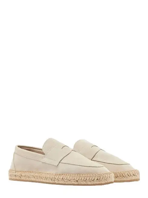 SCAROSSO Diego Suede Penny Loafer Espadrilles - Raw - Suede