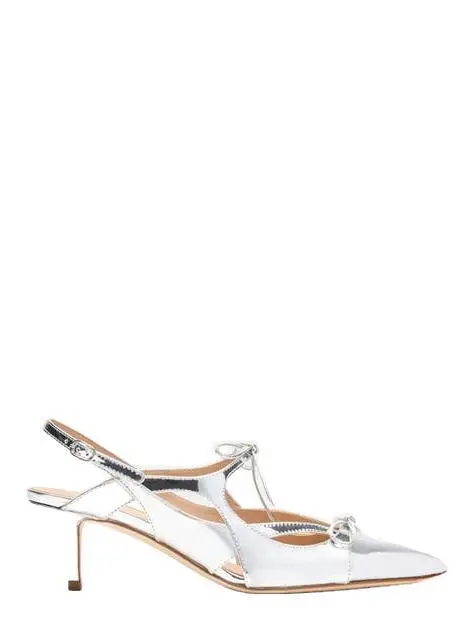 SCAROSSO Blazing Slingback Pumps - Silver - Laminated Calf