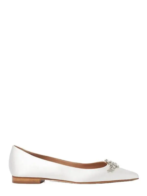 SCAROSSO Iris Ballerinas - White Rhinestone - Silk
