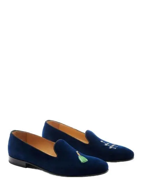 SCAROSSO Jay Slippers - Blue - Velvet