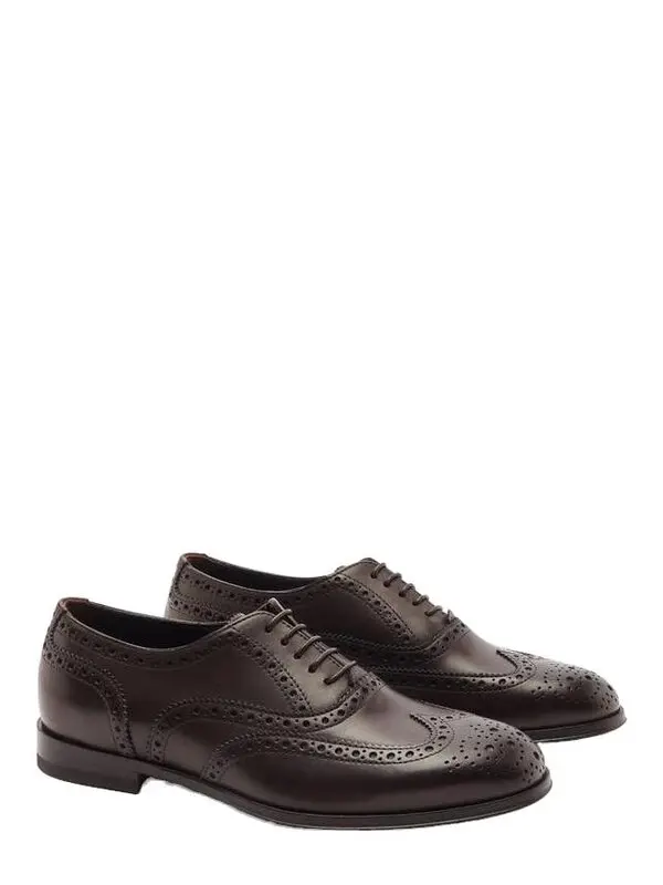SCAROSSO Judy' Wing Tip Oxford Shoes - Brown - Calf