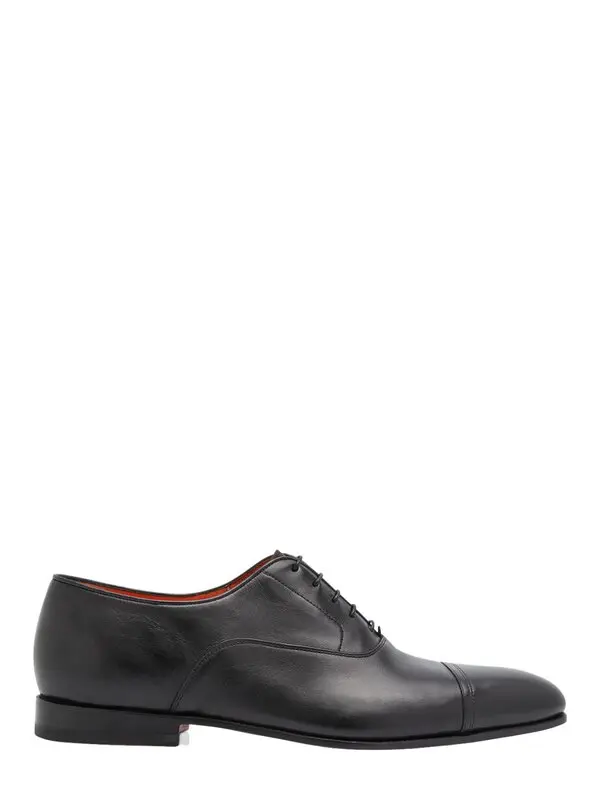 Santoni Dole Cap-toe Leather Oxfords - Black