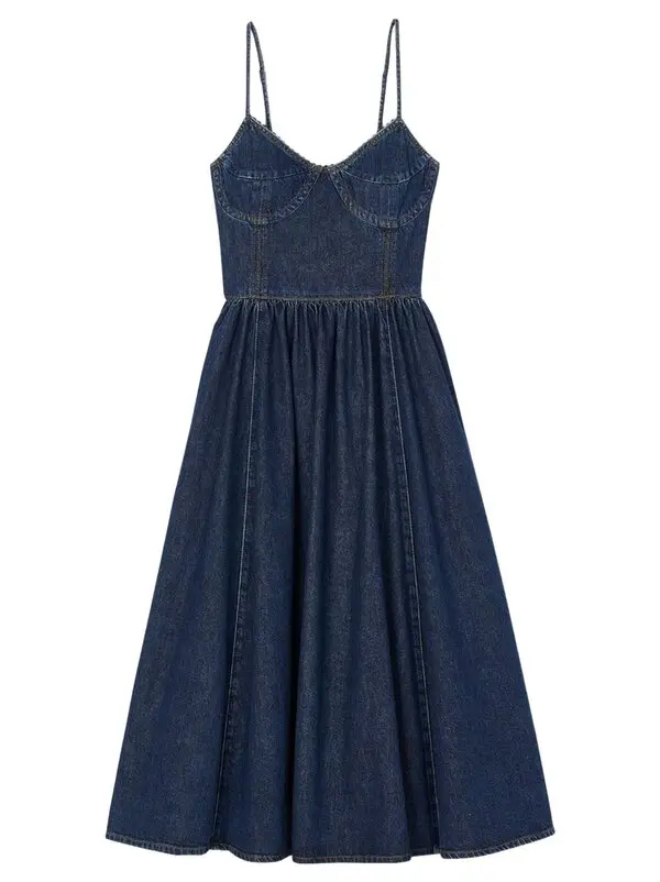 Sandro Sophie Denim Midi Dress - Blue Jean