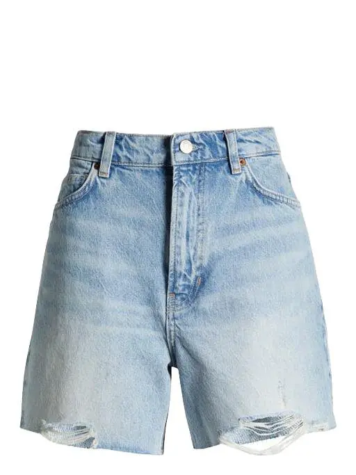 REFORMATION High Waist Raw Hem Denim Shorts - Burnett