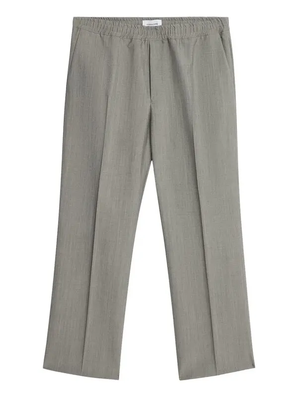 FERRAGAMO Wool And Mohair Pull-on Trousers - Nero/white