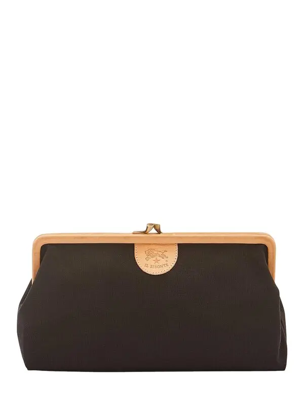 Il Bisonte Manuela Frame Canvas Clutch Bag - Black / Natural