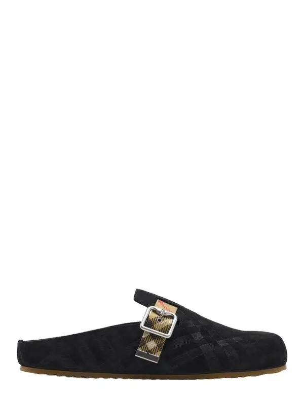 Burberry Check Suede Urchin Clogs - Black