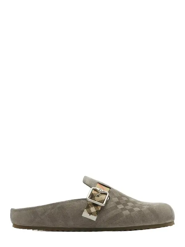 Burberry Suede Check Urchin Clogs - Chino Grey