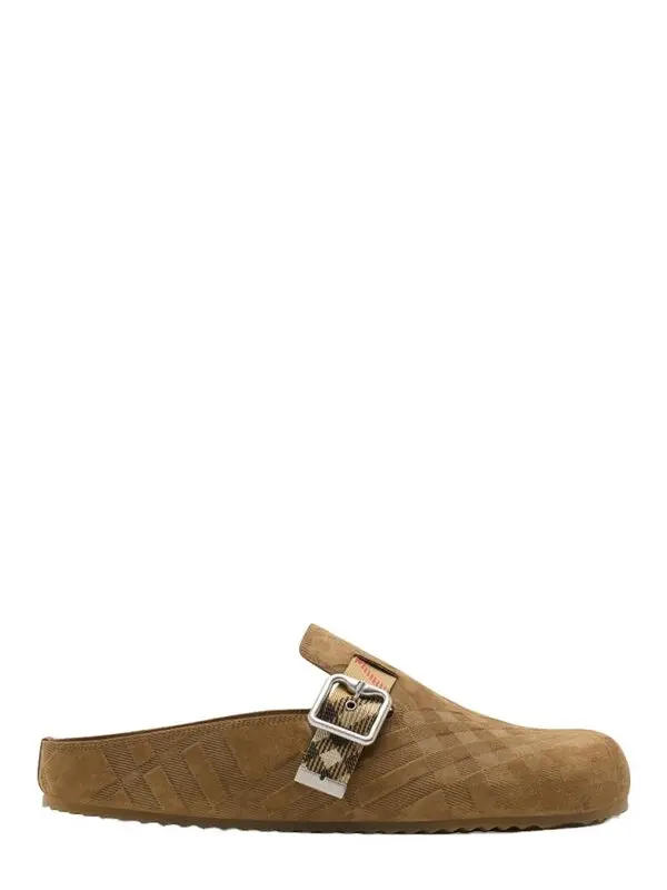 Burberry Suede Check Urchin Clogs - Jute Beige