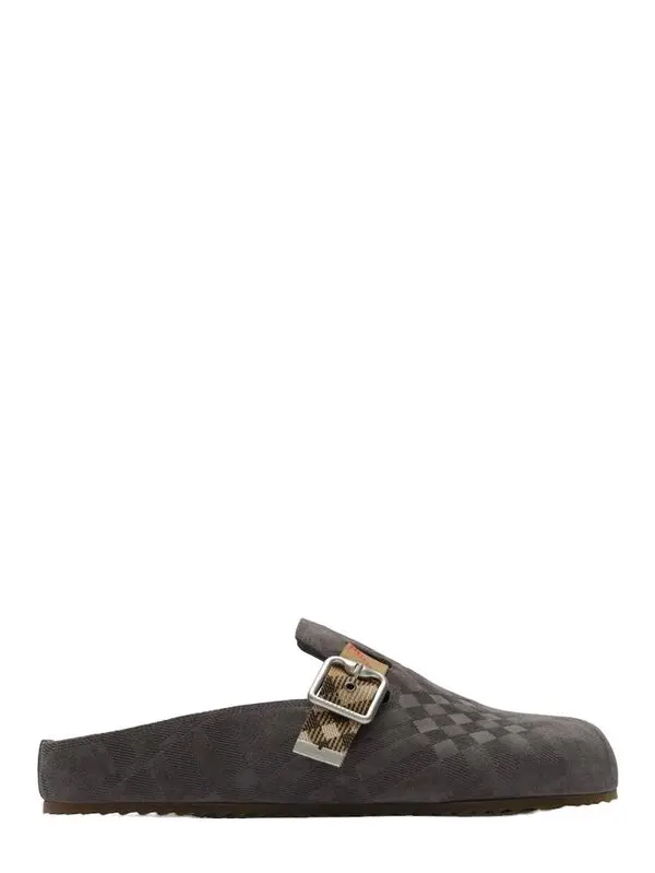 Burberry Check Suede Urchin Clogs - Wave Blue