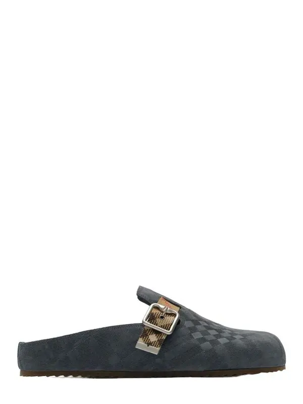 Burberry Check Suede Urchin Clogs - Wave Blue