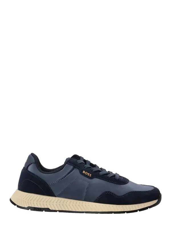BOSS Suede Panelled Sneakers - Blue
