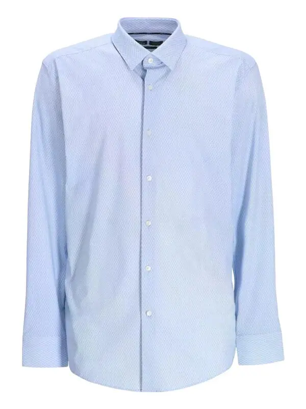 BOSS Hank Geometric-patterned Long-sleeve Shirt - Blue