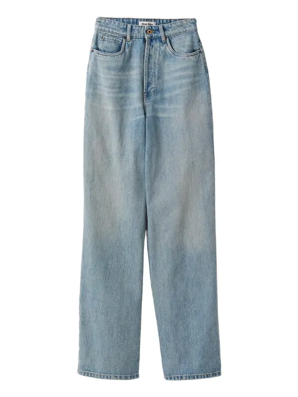Miu Miu Washed Denim Jeans - Light Blue