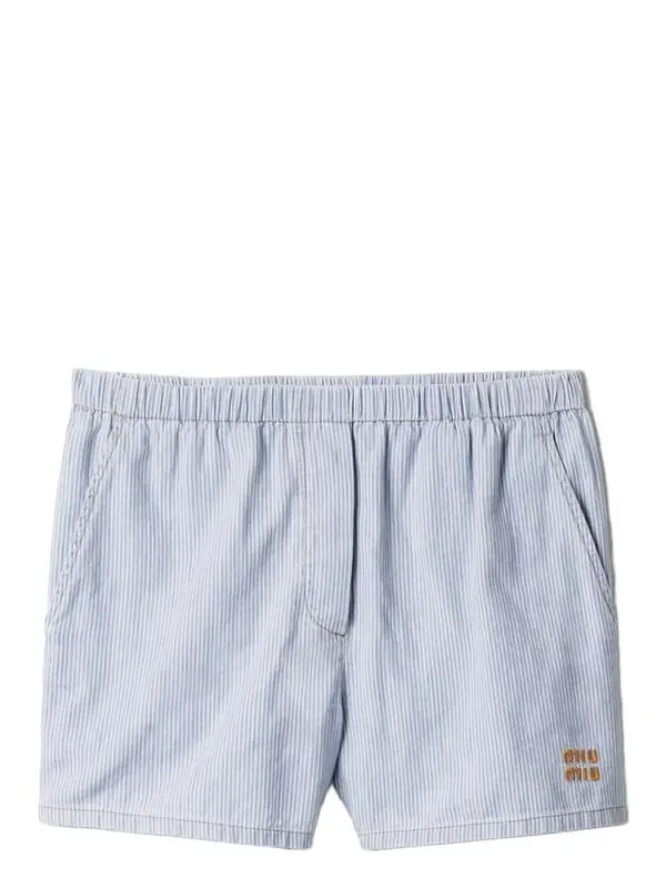 Miu Miu Striped Chambray Bermuda Shorts - Sapphire Blue