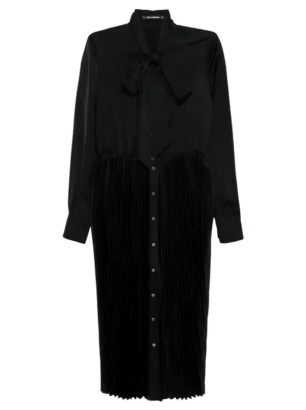 Karl Lagerfeld Pleated Shirt Dress - Black