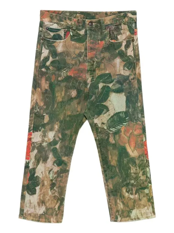 R13 Floral-print Straight Leg Jeans - Green