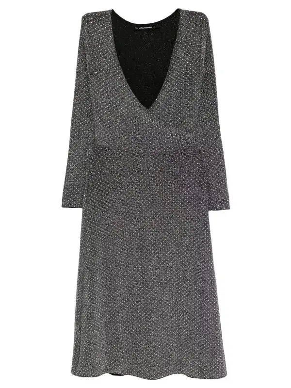 Karl Lagerfeld Jersey Rhinestone Dress - Silver