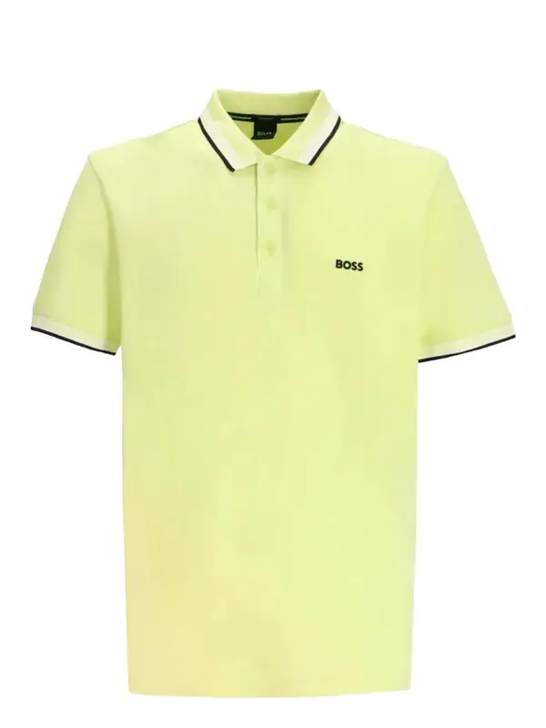 BOSS Paddy Striped-collar Polo Shirt - Yellow
