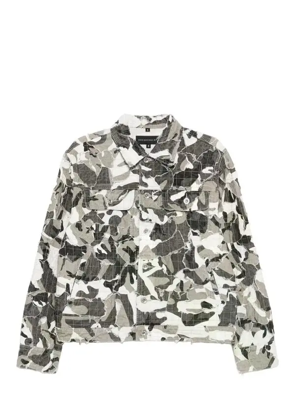 WHO DECIDES WAR BY EV BRAVADO Camo Trucker Jacket - Grey